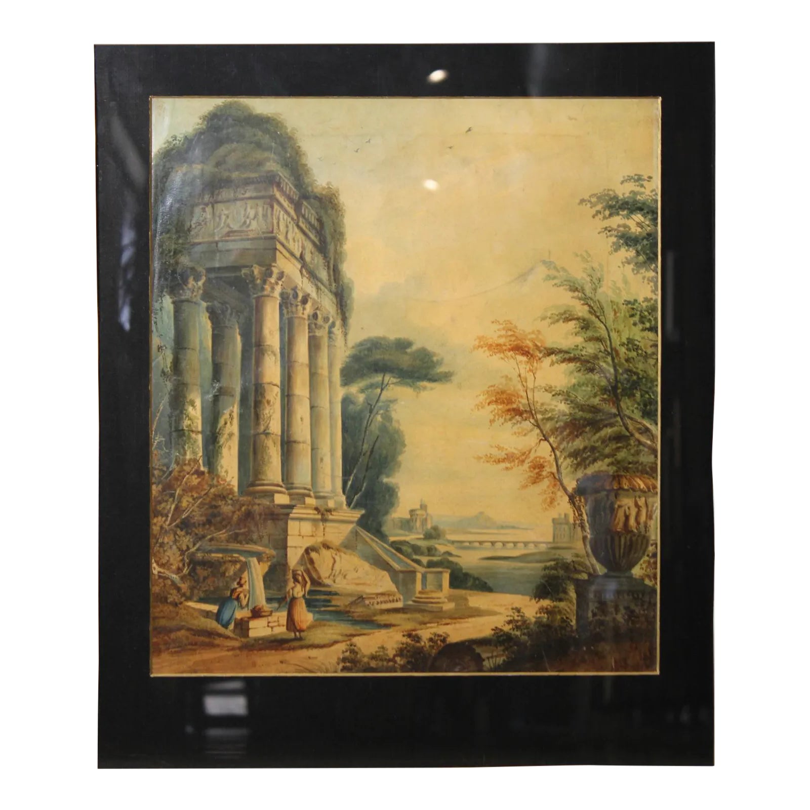 Late 19th Century Baroque Style Capriccio Landscape View with Figures ...