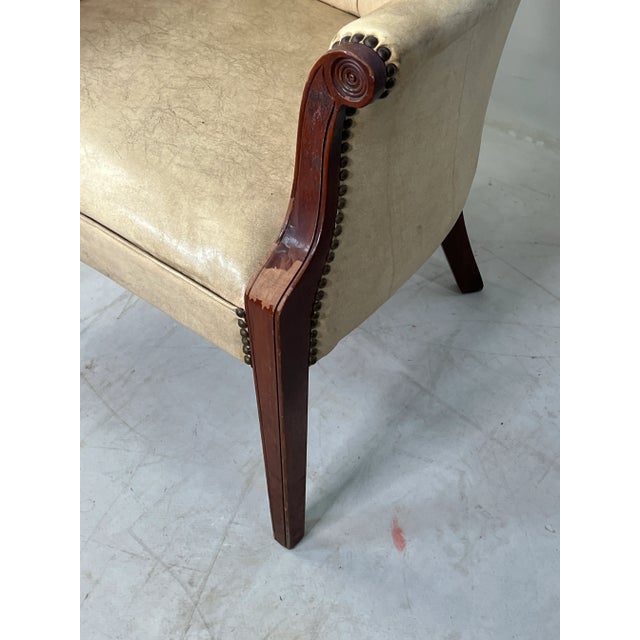 Vintage Cream Channel Back Wing Chair | Chairish