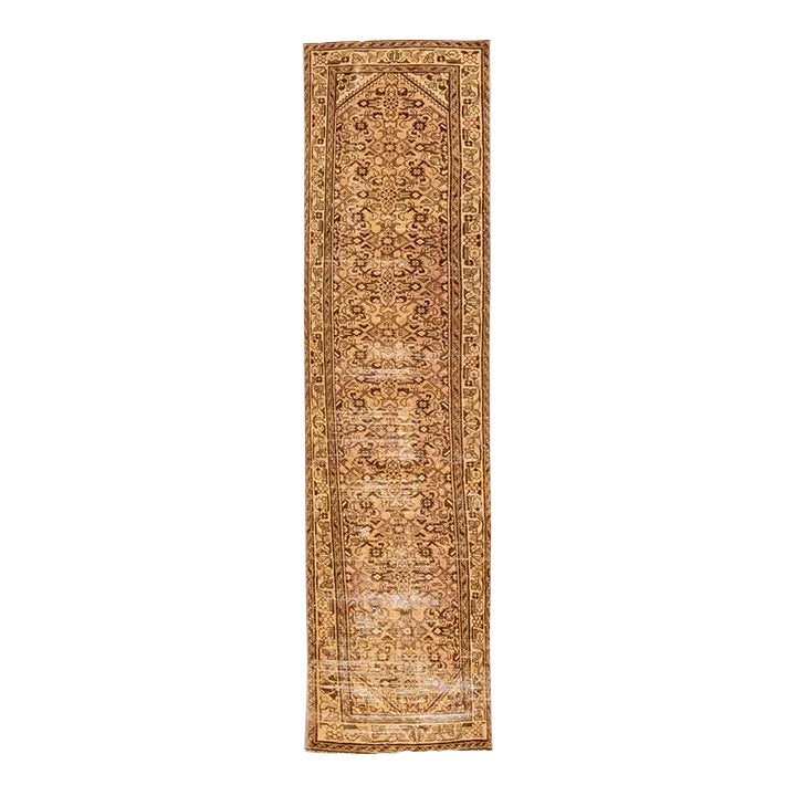 1960s Vintage Persian Distressed Beige Handmade All-Over Wool Runner ...