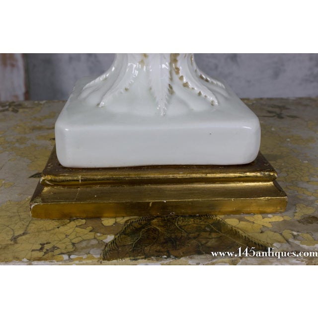 Ornate Spanish Ceramic Table Lamp With Leaf Decorations | Chairish