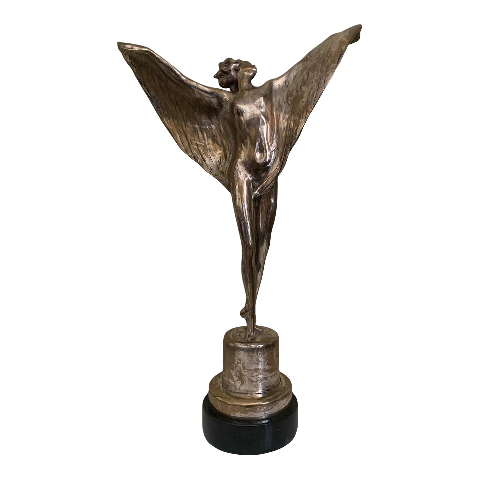1930s Original Art Deco Feather Dancer Silvered Bronze Signed Bruno ...