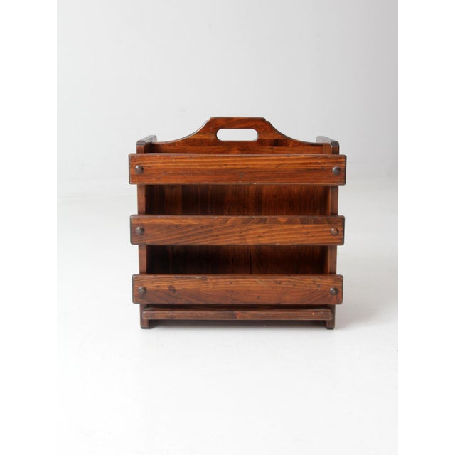 Vintage Wood Magazine Rack | Chairish