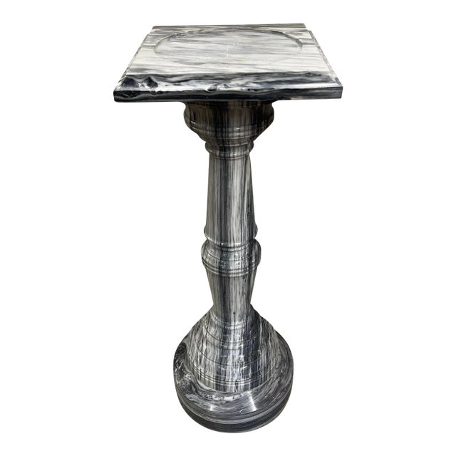 Solid Vintage Rotating Marble Pedestal | Chairish
