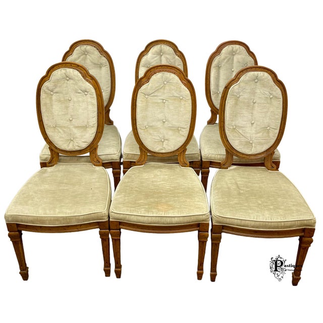 Vintage Heritage Traditional Tuscan Walnut Cushioned Dining Chairs ...