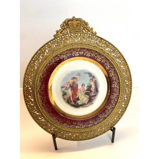 Antique European Pictorial Pair of Porcelain Plates With Golden Frame ...