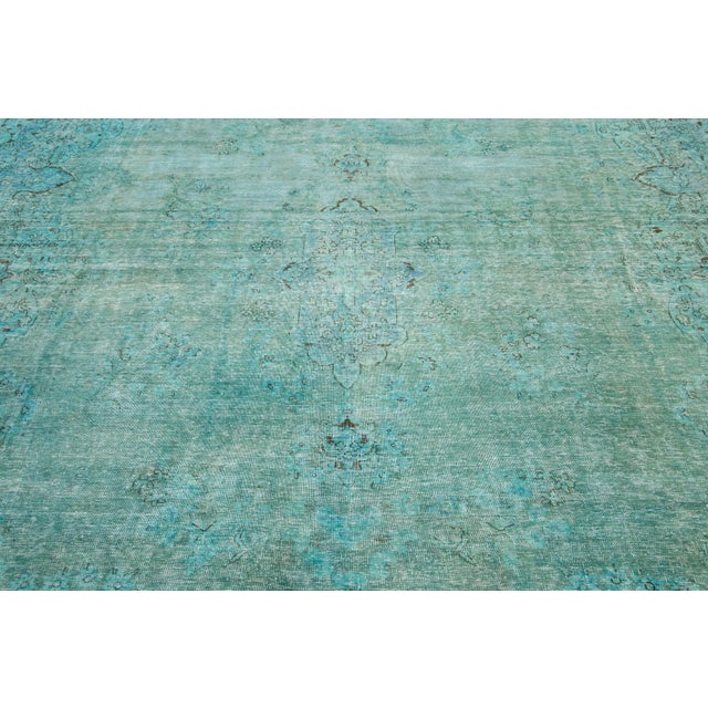 Antique Overdyed Wool Rug With Allover Design in Turquoise | Chairish