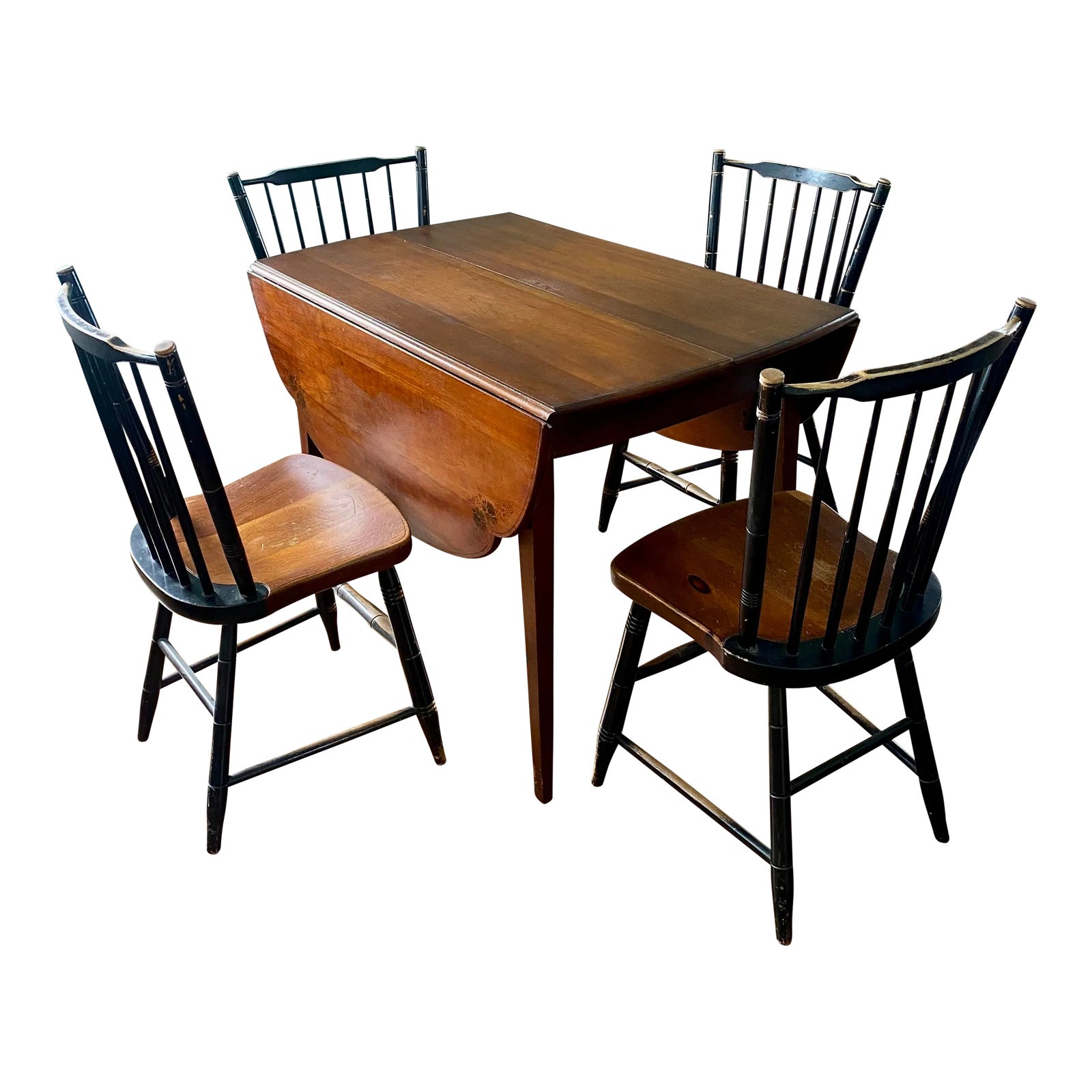 1950s L. Hitchcock Table and Chairs - Set of 5 | Chairish