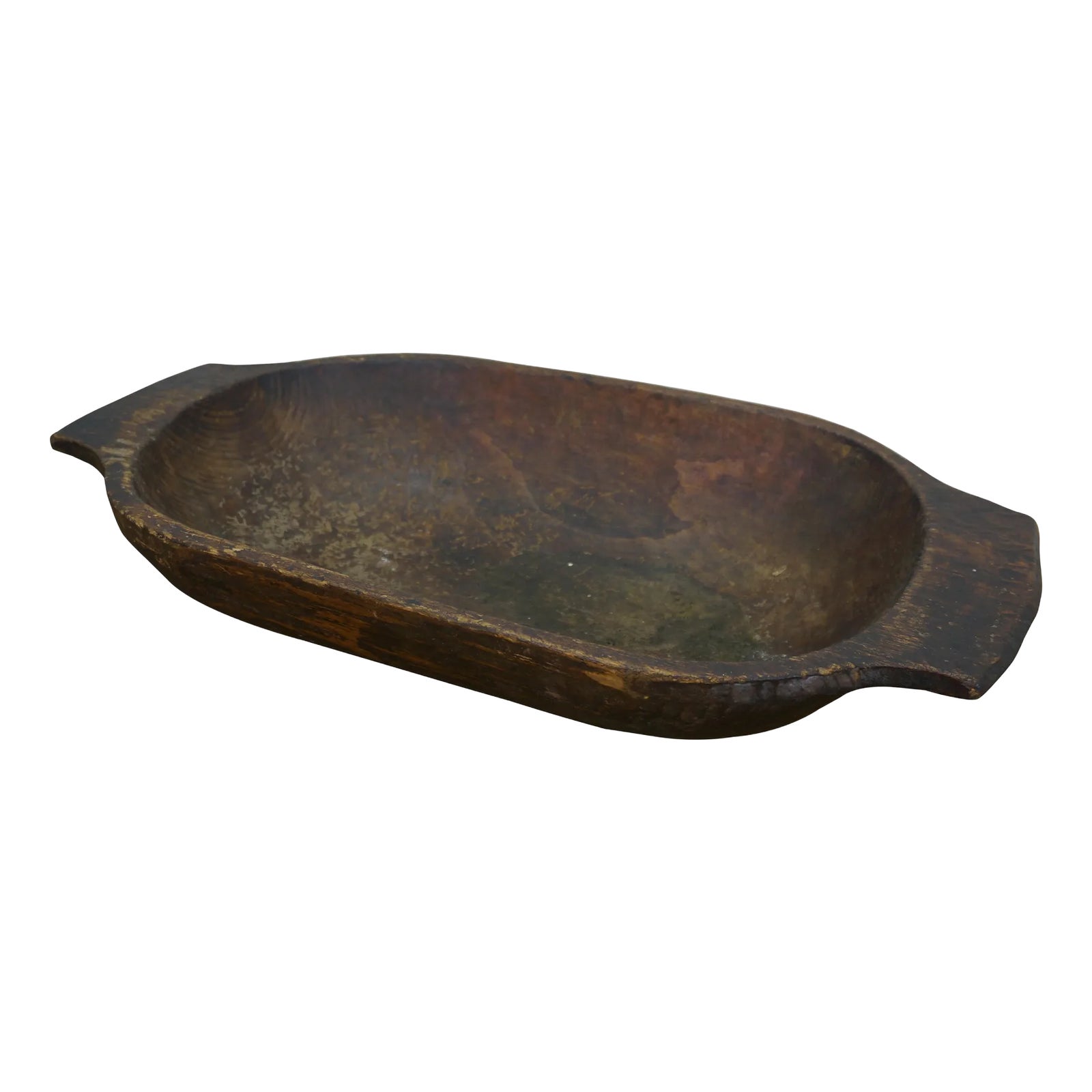 Antique Primitive Oak Farmhouse Dough Bowl Trough Trencher Treen | Chairish