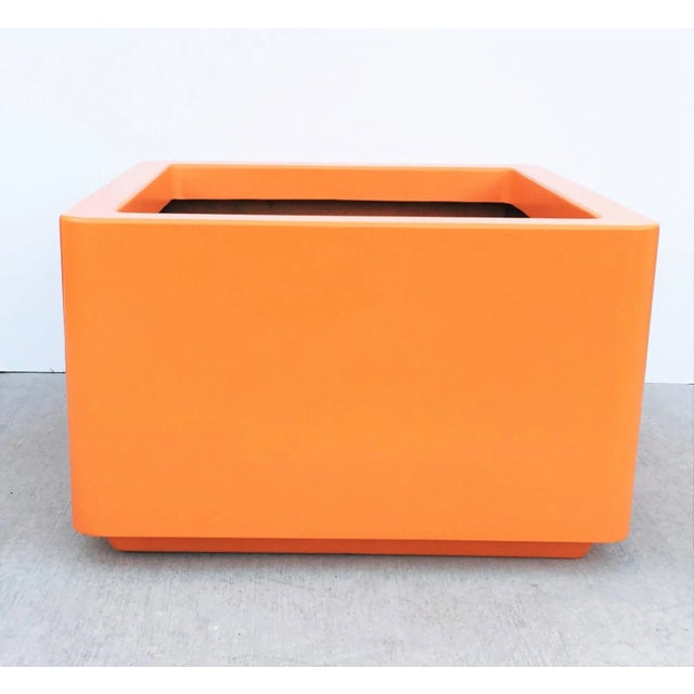 Six Vintage Contemporary Orange Indoor/Outdoor Fiberglass Planters ...