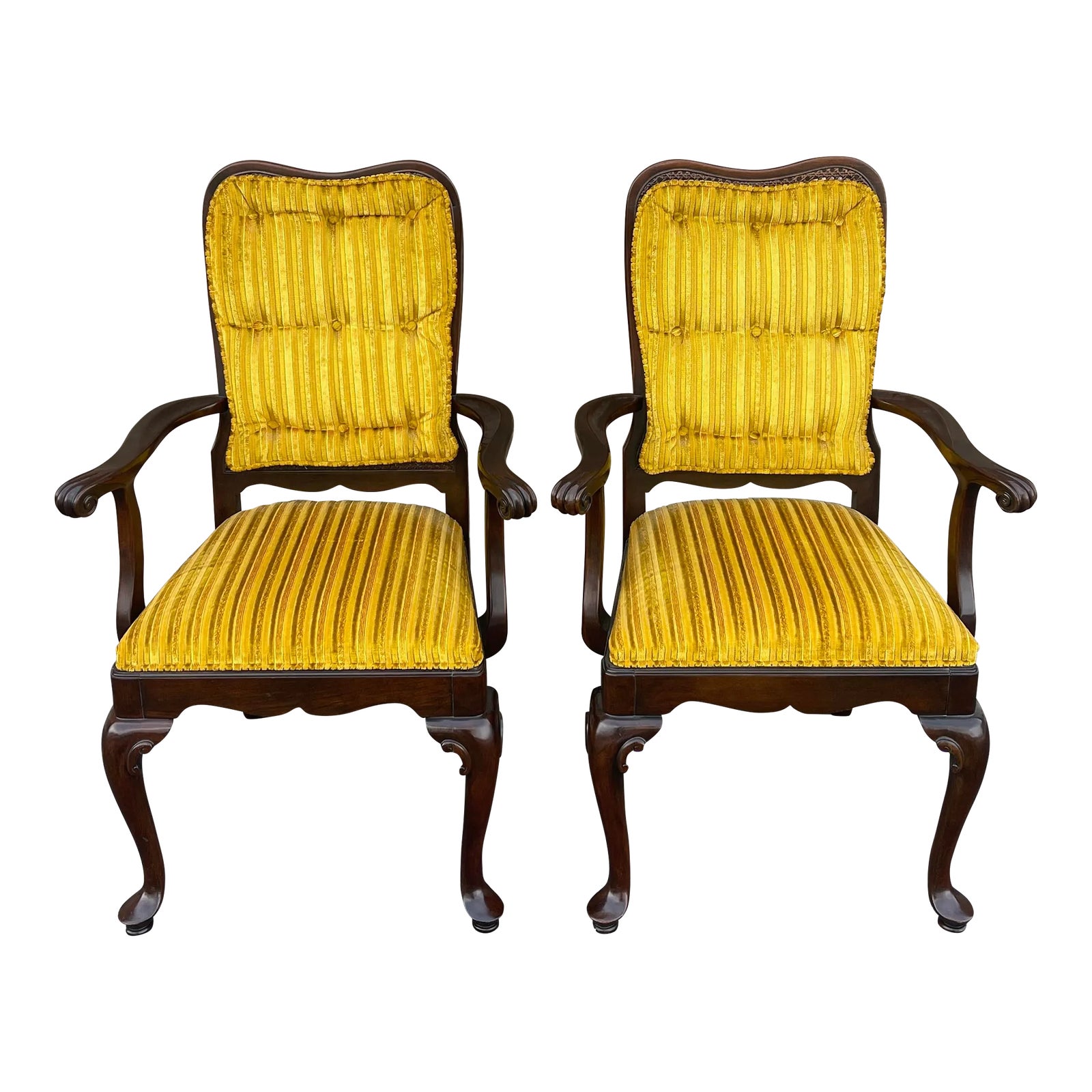 Vintage Ethan Allen Georgian Court Queen Anne Cherry Cane Back ...