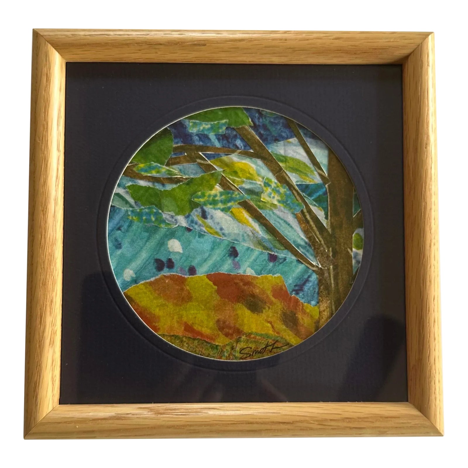 Framed Original Collage by Nancy Smith "Storybook Spring" | Chairish