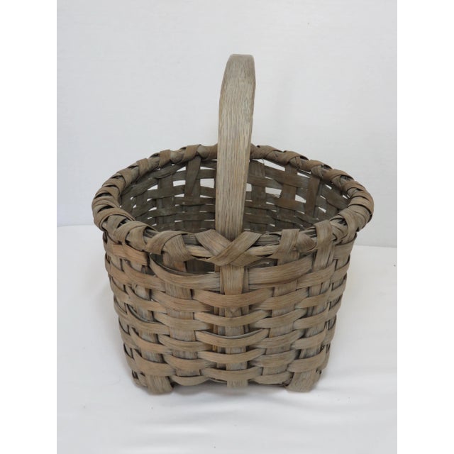 Big Antique Rustic American Primitive Hand Woven Basket | Chairish