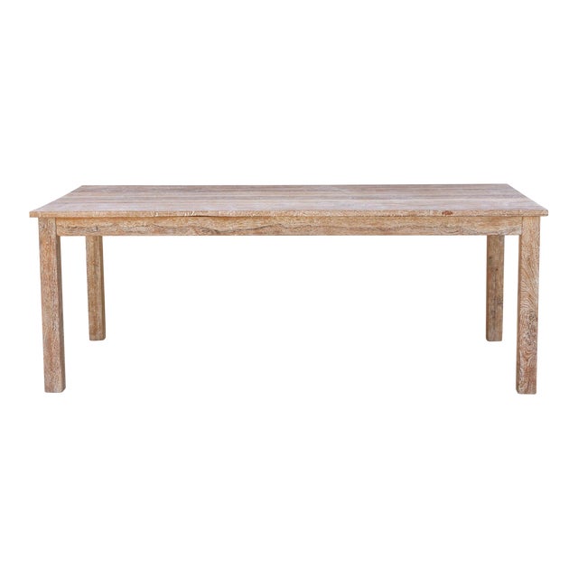 Whitewash Rustic Parson 7’ Dining Table | Chairish