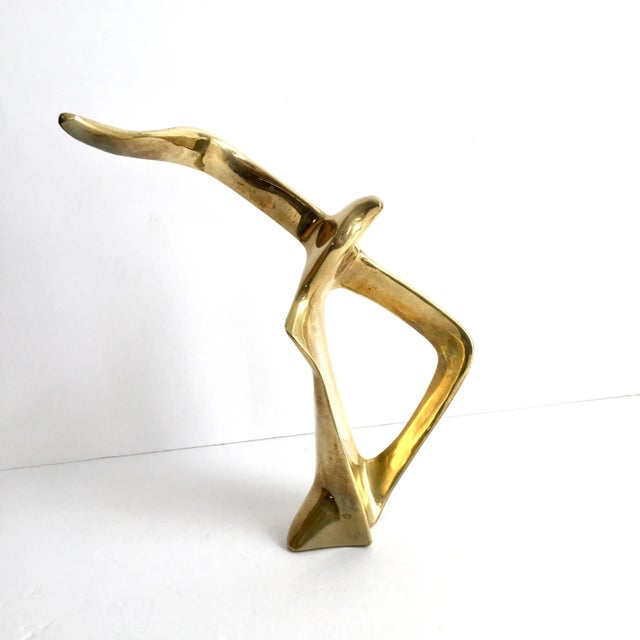 Brass Bird Statue Soaring Seagull Sculptural Bird in Flight Vintage Mid ...