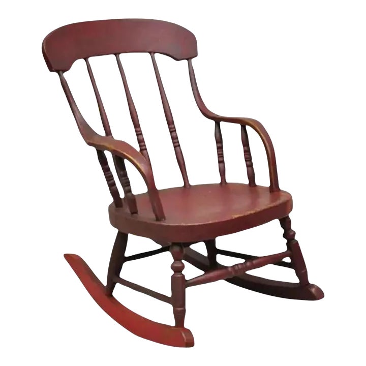 19th Century Antique American Primitive Spindle Back Small Child's ...