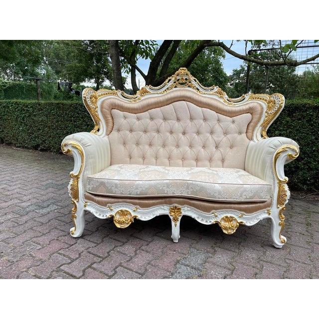 Late 20th Century Italian Baroque/Rococo Sofa Set in Lacquer Beech and ...