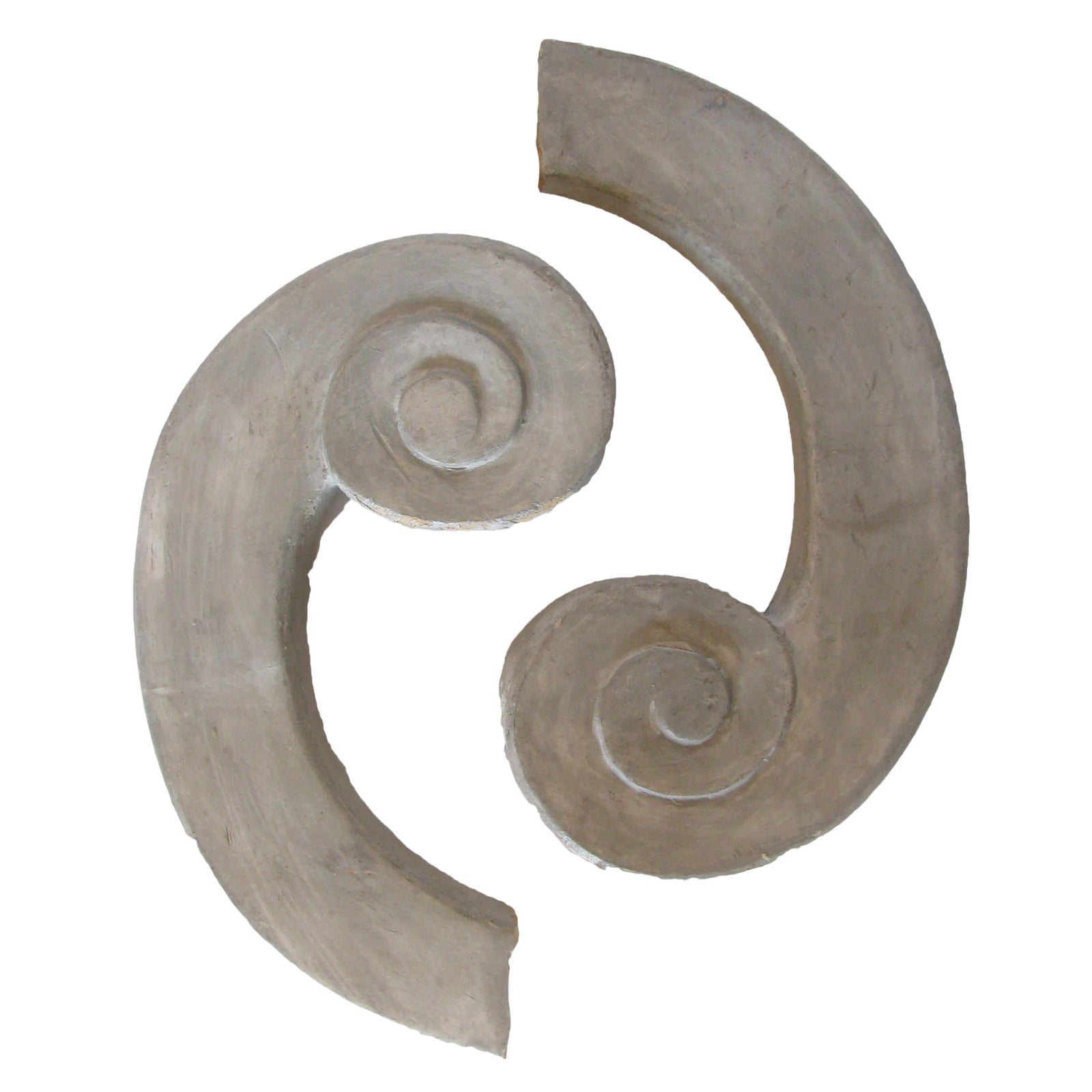 Ying Yang Painted Wood Elements, Pair | Chairish