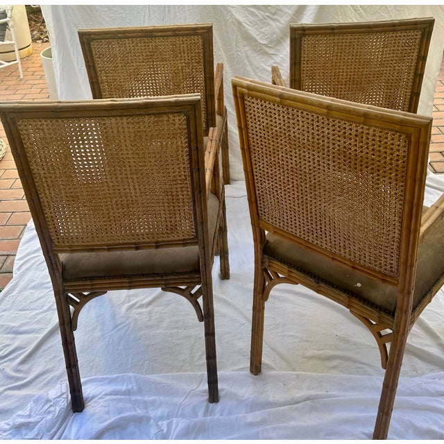 Late 20th Century Italian Faux Bamboo and Cane Back Dining Chairs, Set ...