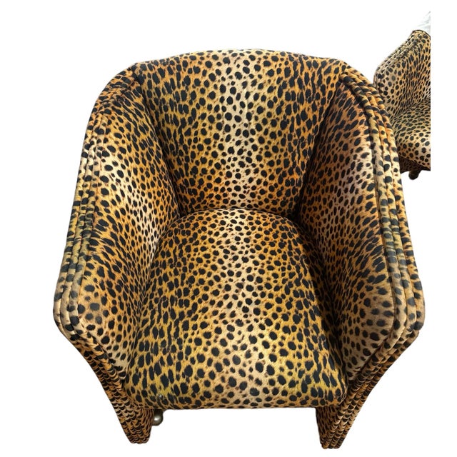 1980s Vintage Leopard Print Accent Dining Chairs on Casters - Set of 4 ...