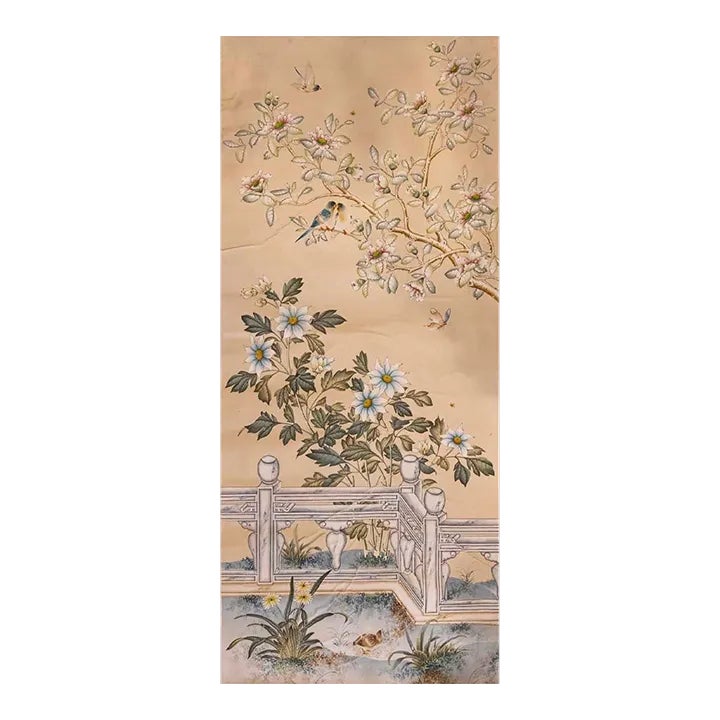 1980’s Vintage Gracie Wallpaper Panel | Chairish