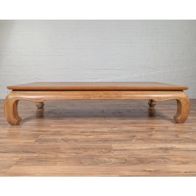 Large Vintage Thai Chinese Dynasty Style Teak Coffee Table with Natural ...