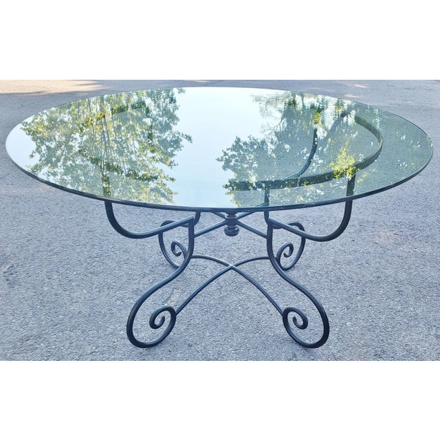 Mid-Century Modern French Black Wrought Iron Baker's Style Center Table ...