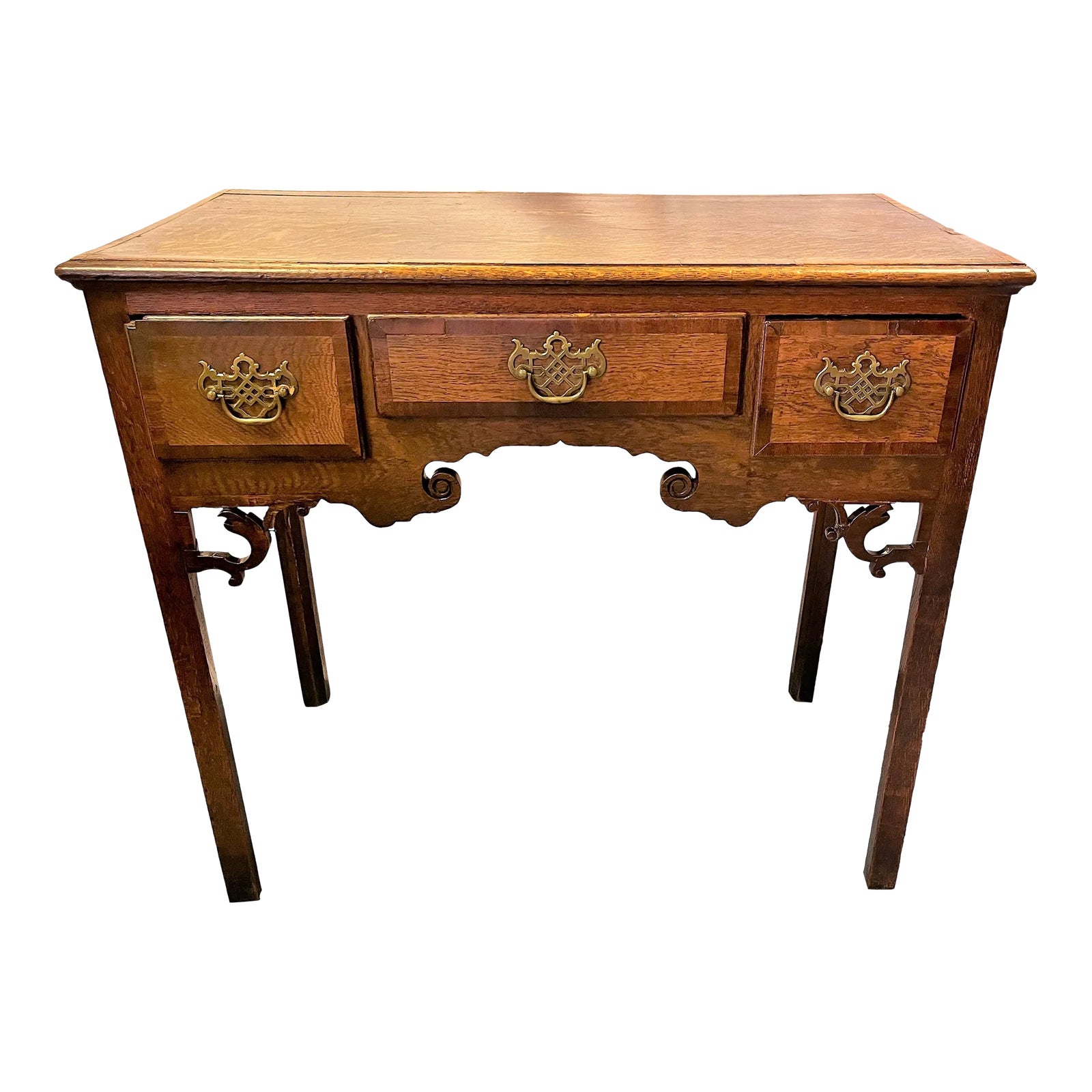 19th Century English Georgian 3-Drawer Lowboy Dressing Table | Chairish