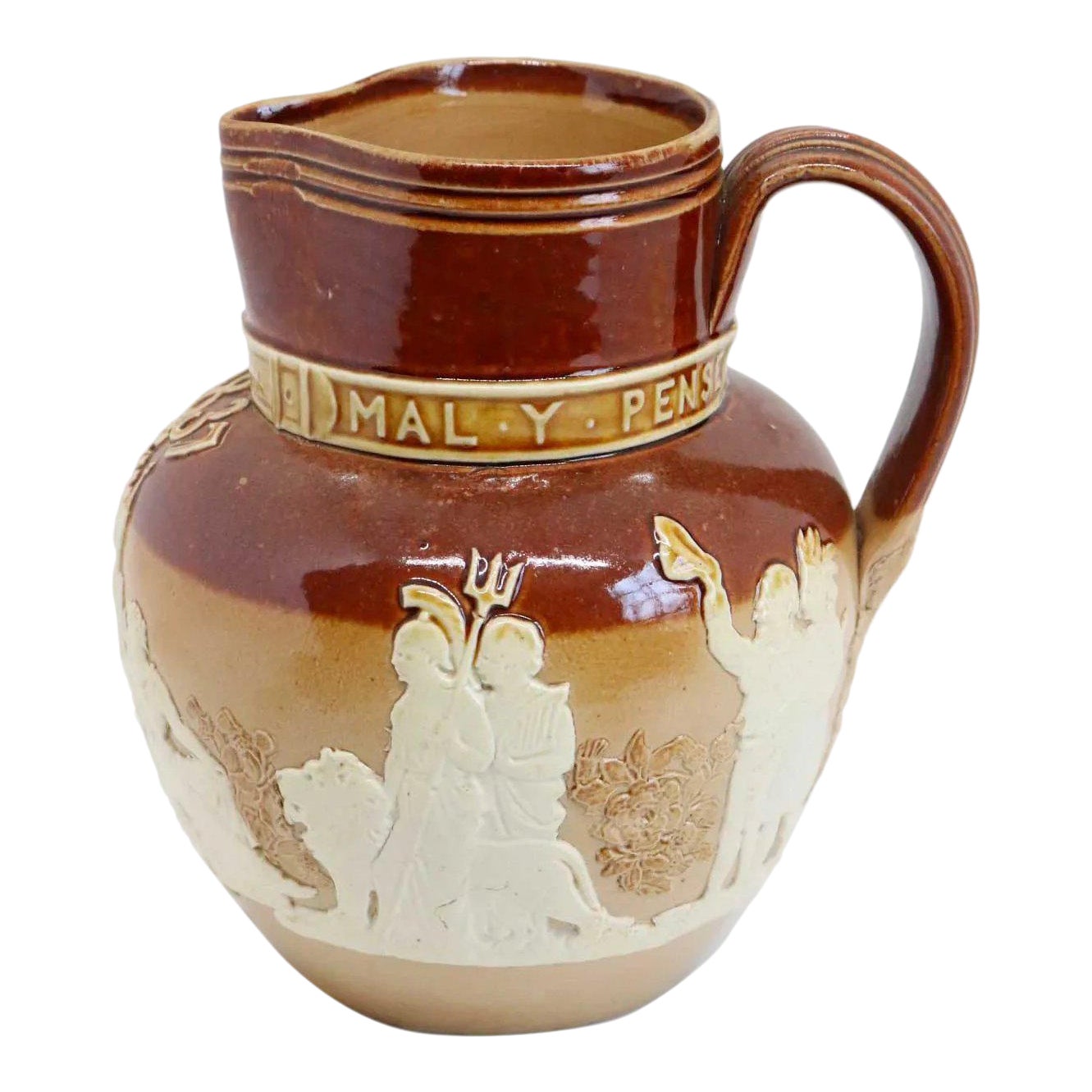 English Lambeth Stoneware Pottery Queen Victoria Jubilee Pitcher | Chairish