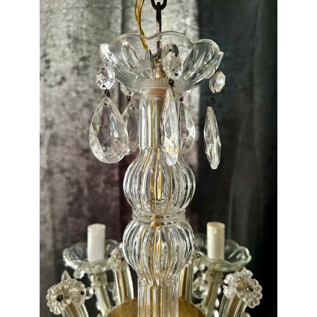 French Marie Therese Cut Crystal 6-Light Chandelier, Circa 1950 | Chairish