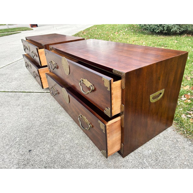 Henredon Tansu Campaign Style Chinoiserie Stackable Chests | Chairish