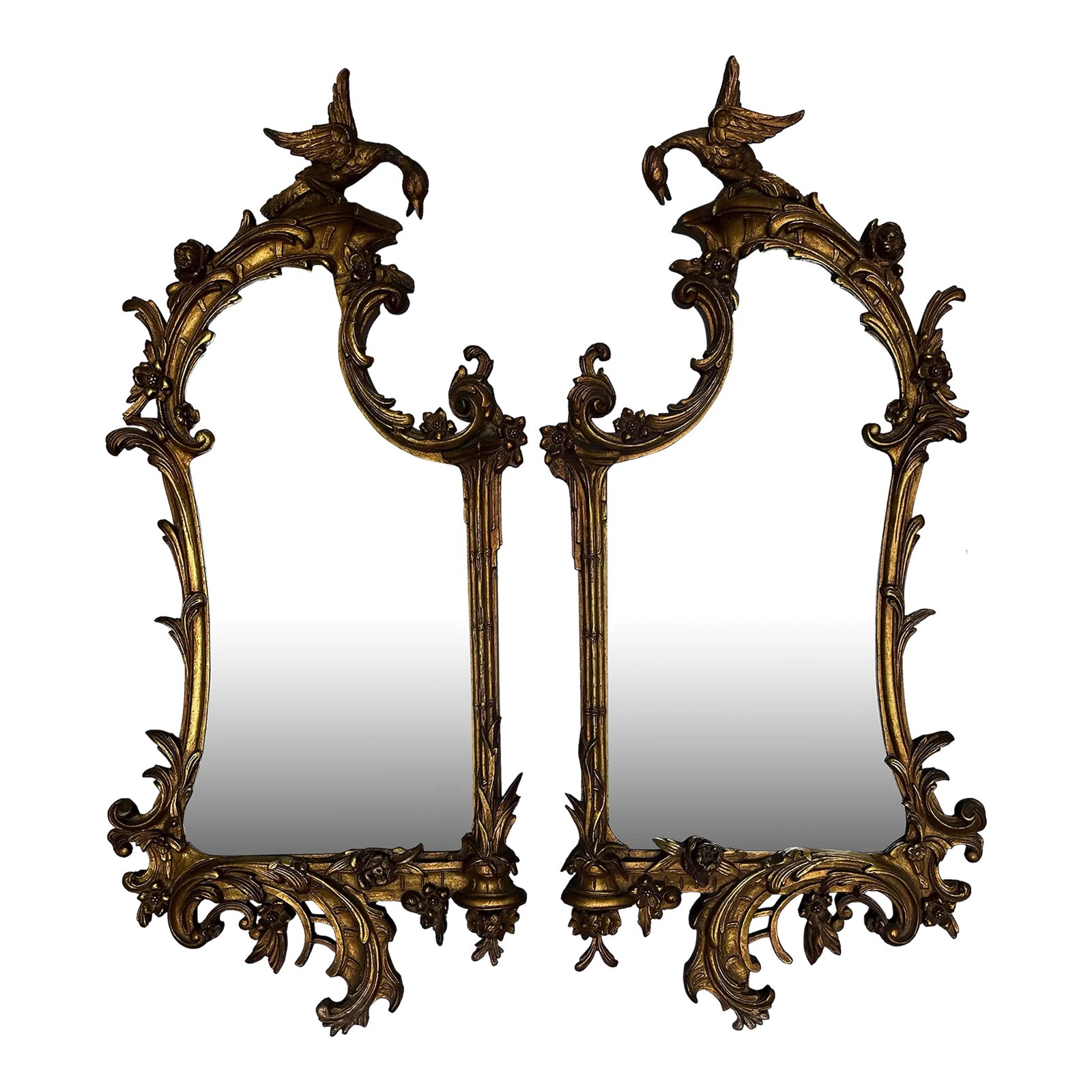 Antique Rococo Chinoiserie Mirrors a Pair | Chairish
