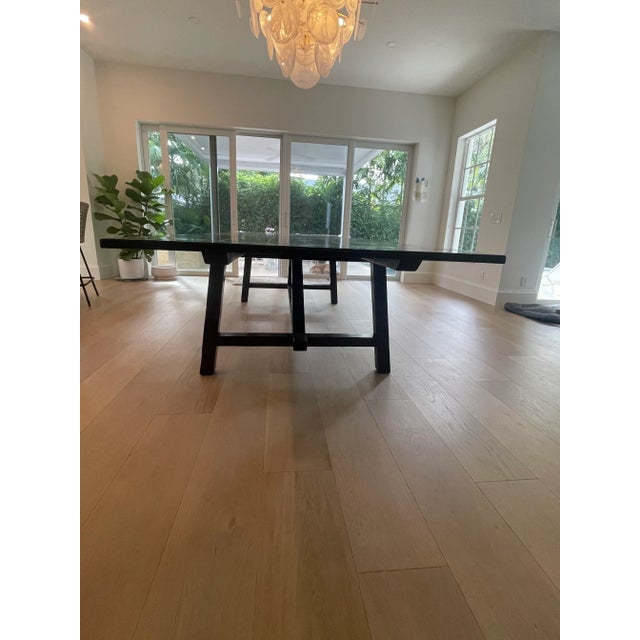 Bausman Trapezoid Trestle Dining Table in Solid Alderwood | Chairish