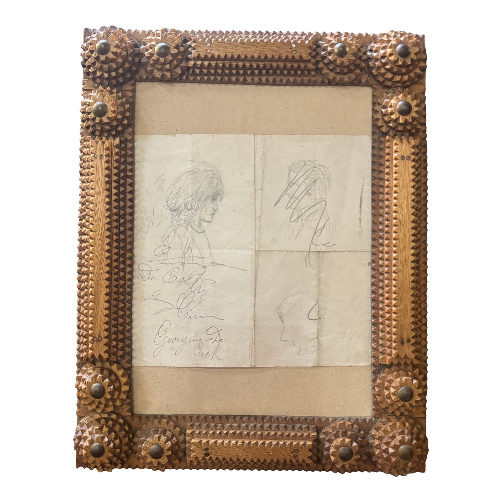 Antique Tramp Art Picture Frame | Chairish