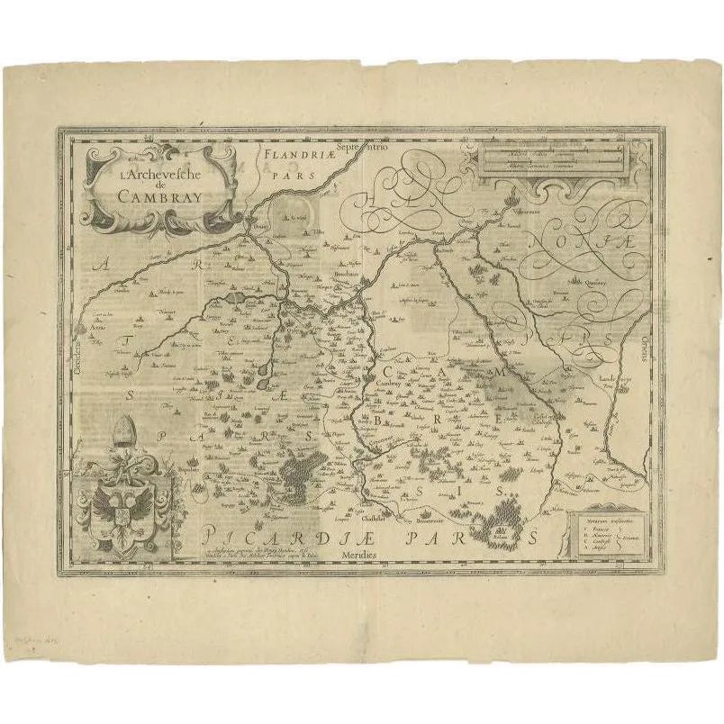 Antique Map of the Region of Cambrai in France, 1630 | Chairish