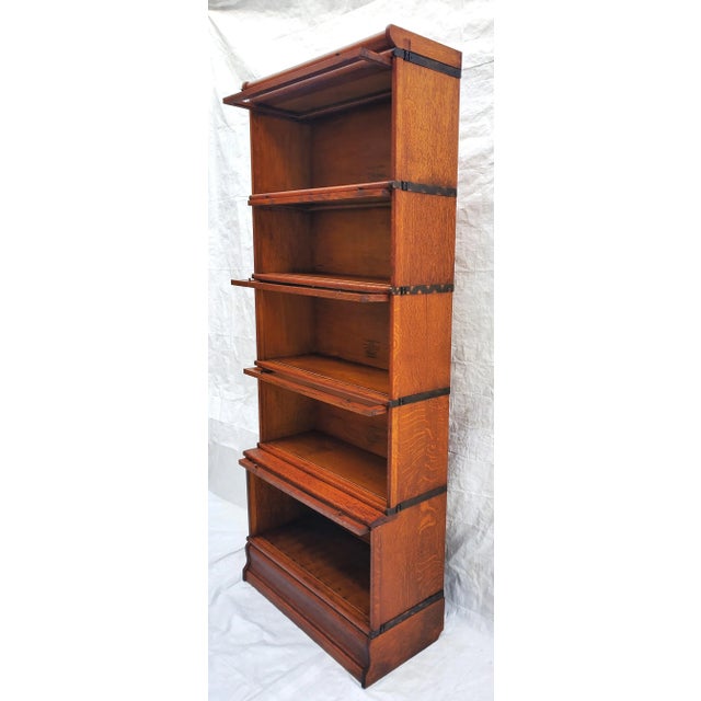 Antique 1890s Tall Wernicke Stepped Back Oak Barrister Lawyer Bookcase ...