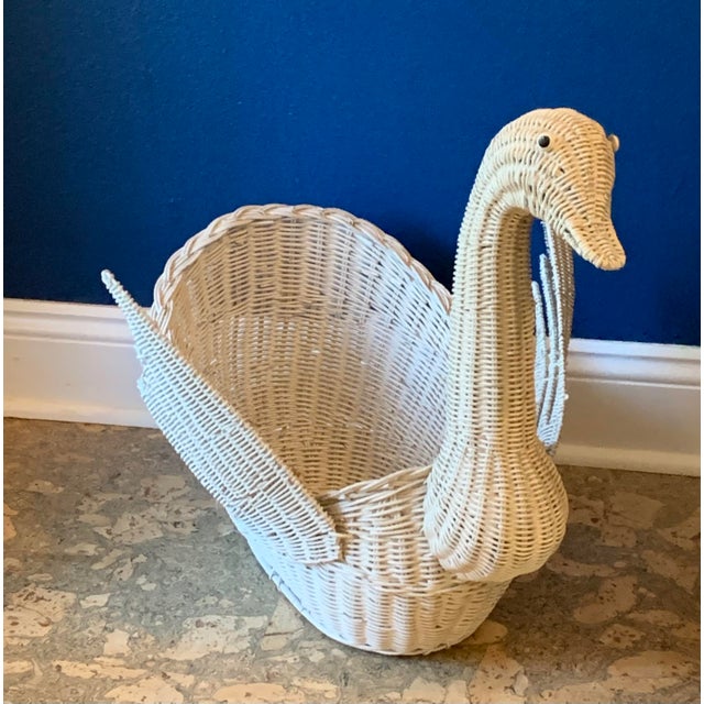 Large Wicker Goose Planter Basket | Chairish