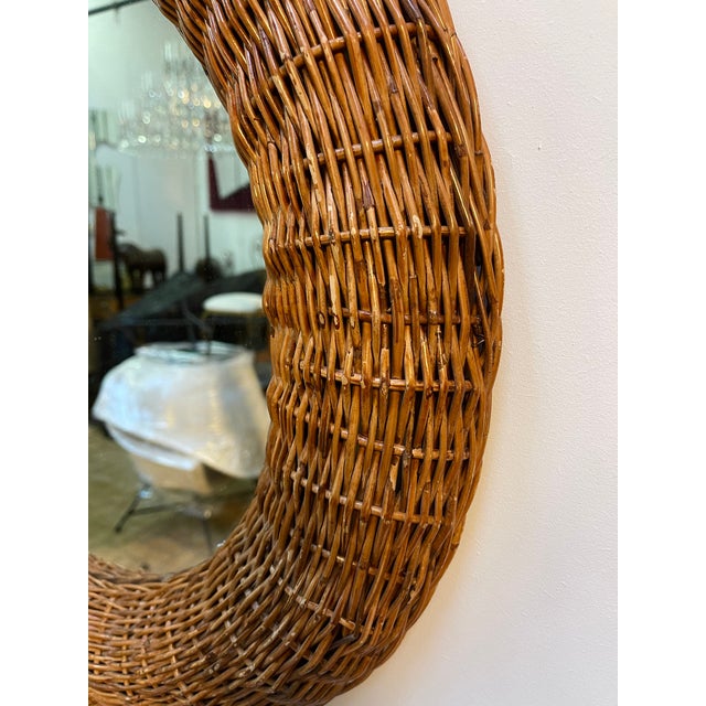 1970s Round Rattan Mirror- a Pair | Chairish