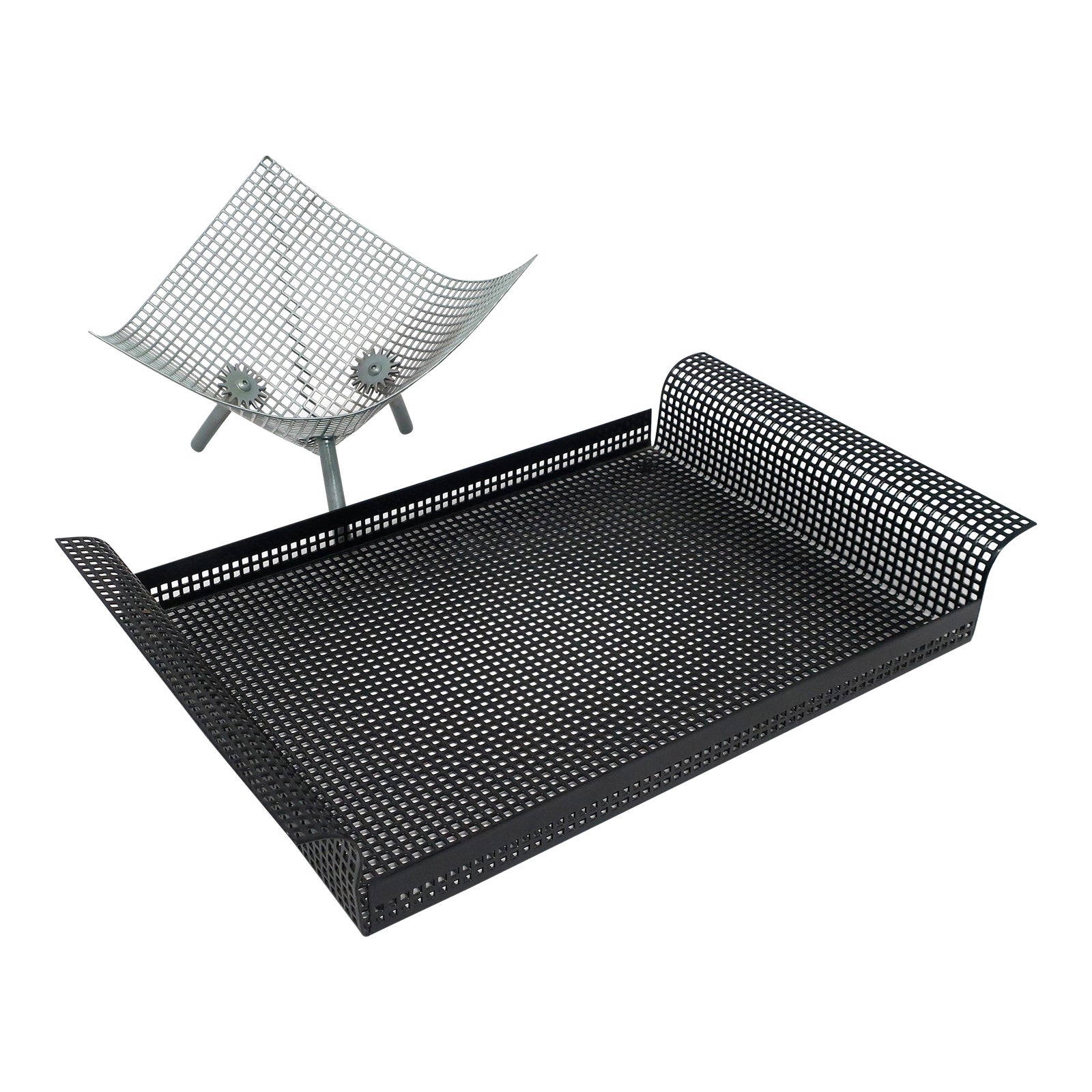 Vintage Perforated Metal Tray and Bowl | Chairish