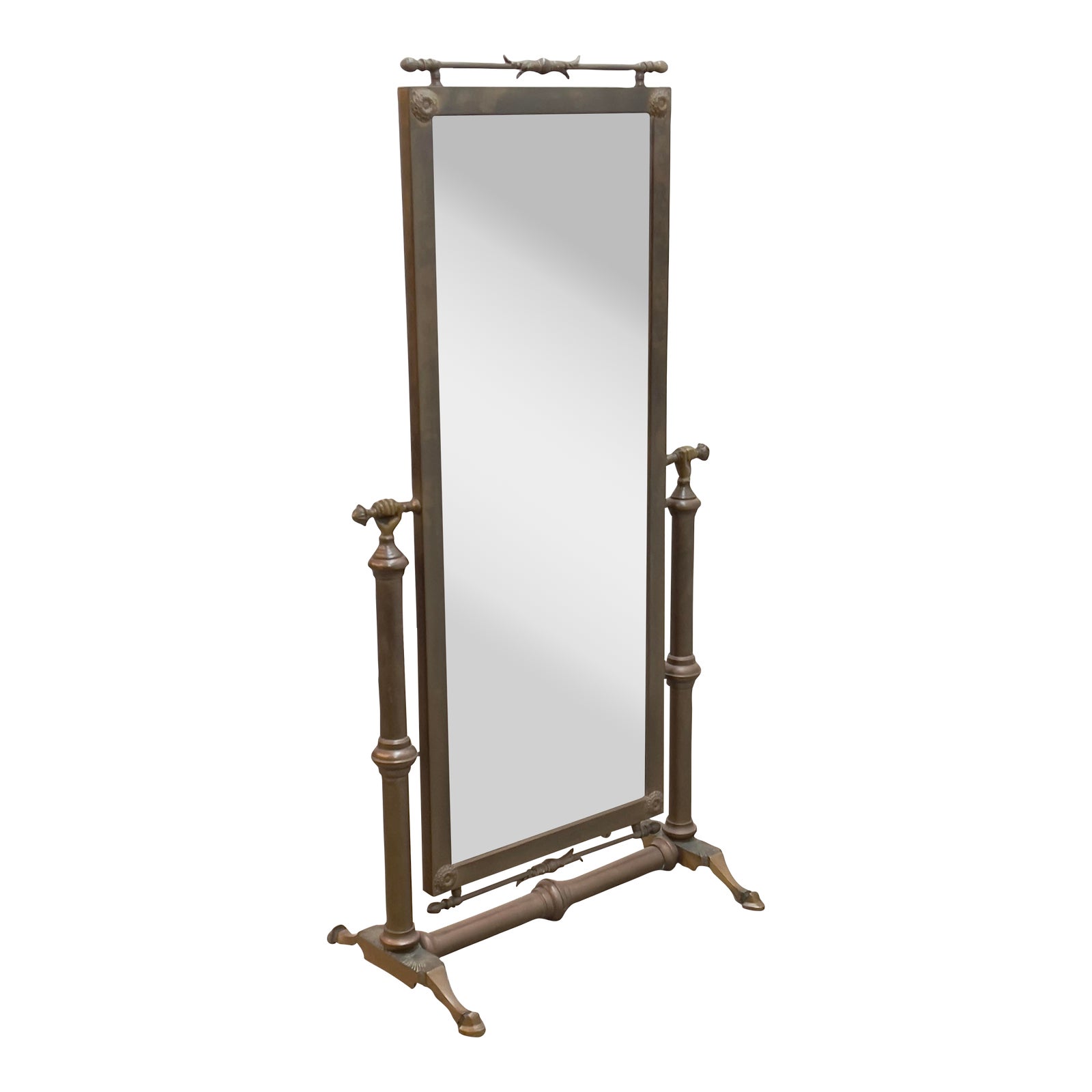 Vintage Brass Full Length Mirror | Chairish