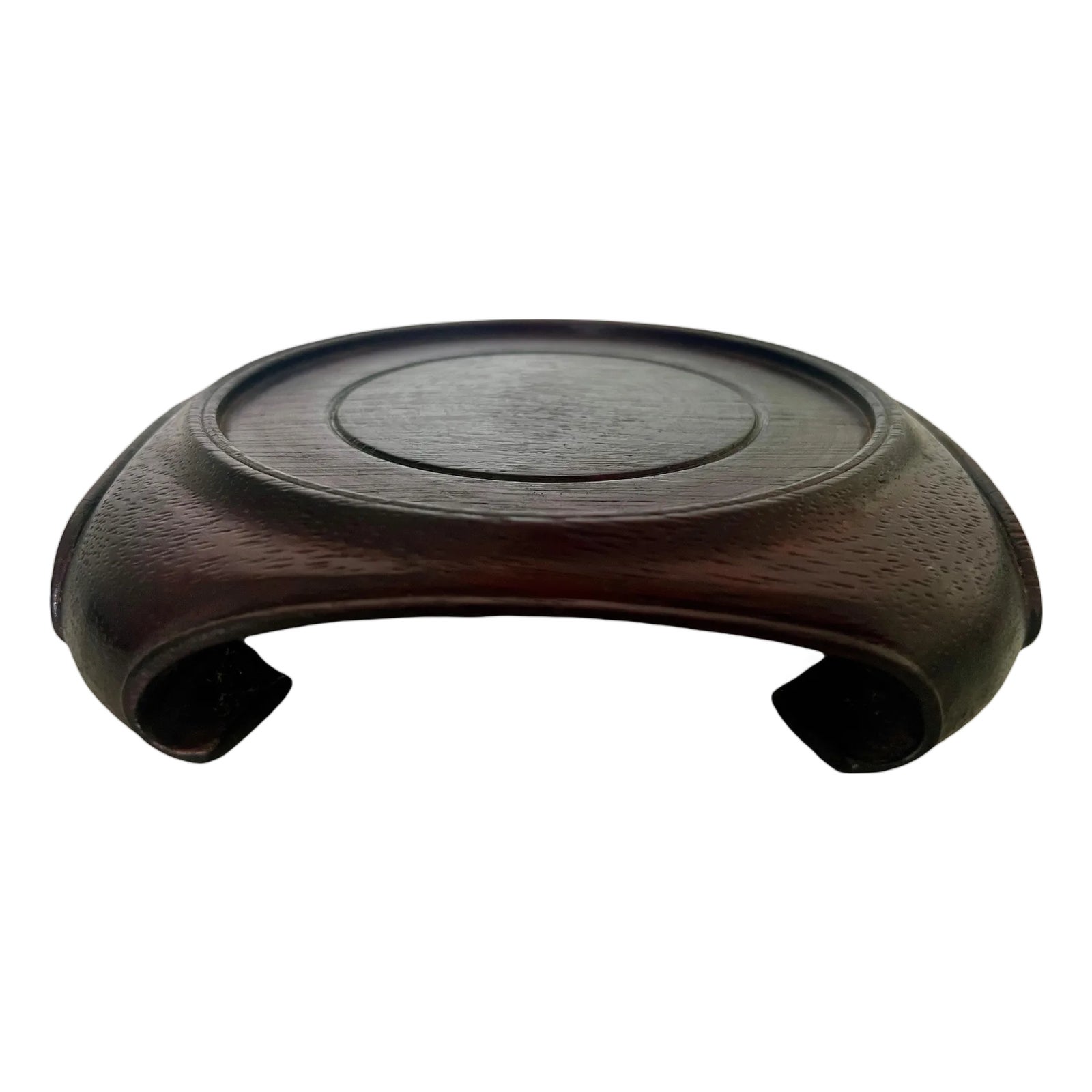 Vintage Ming Style Scroll Foot Dark Brown Rosewood Display Stand. 4.25 ...