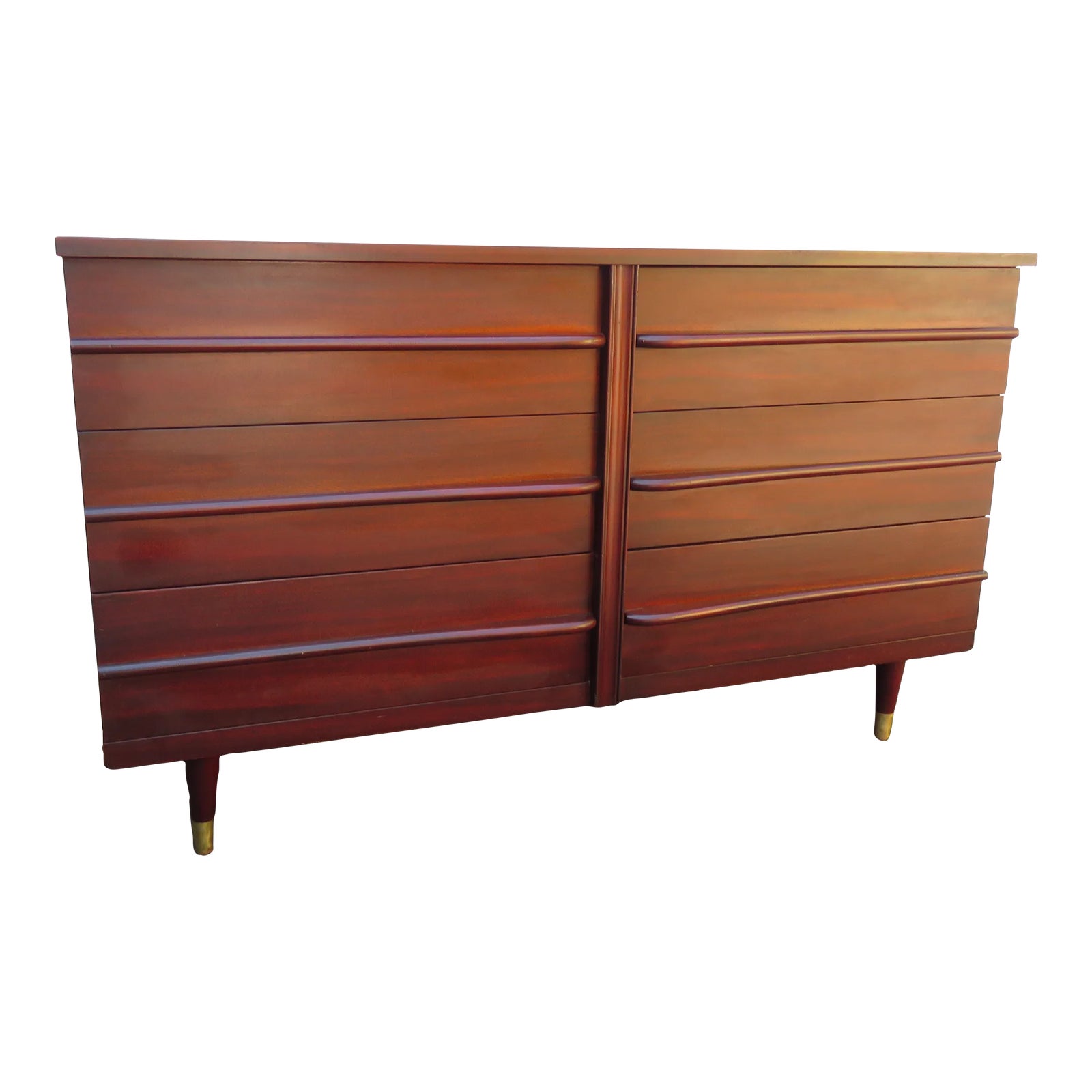 Gibbard Mid Century Modern 6 Drawers Low Dresser Bathroom Vanity | Chairish
