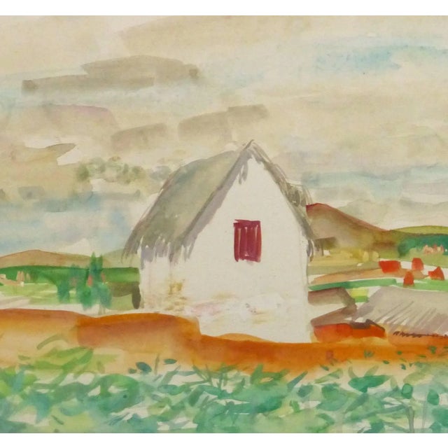 Stephane Magnard, Vintage French Watercolor Landscape - Rural Outskirts ...