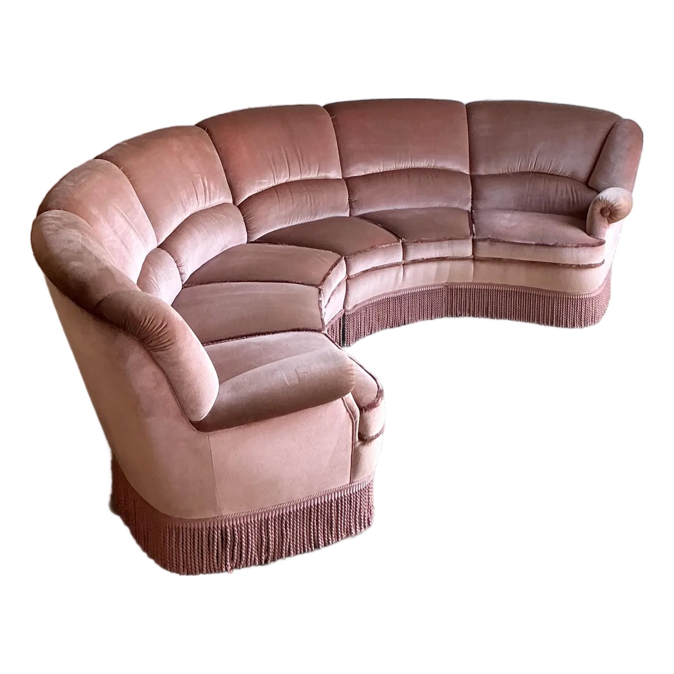 Vintage Boho Channel Tufted Sectional Sofa | Chairish