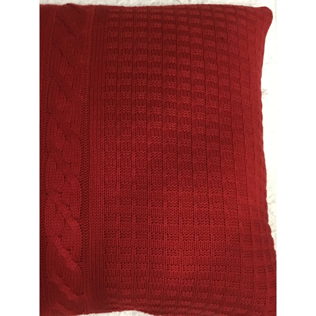 Extra Large Red Cable Pillows - A Pair | Chairish
