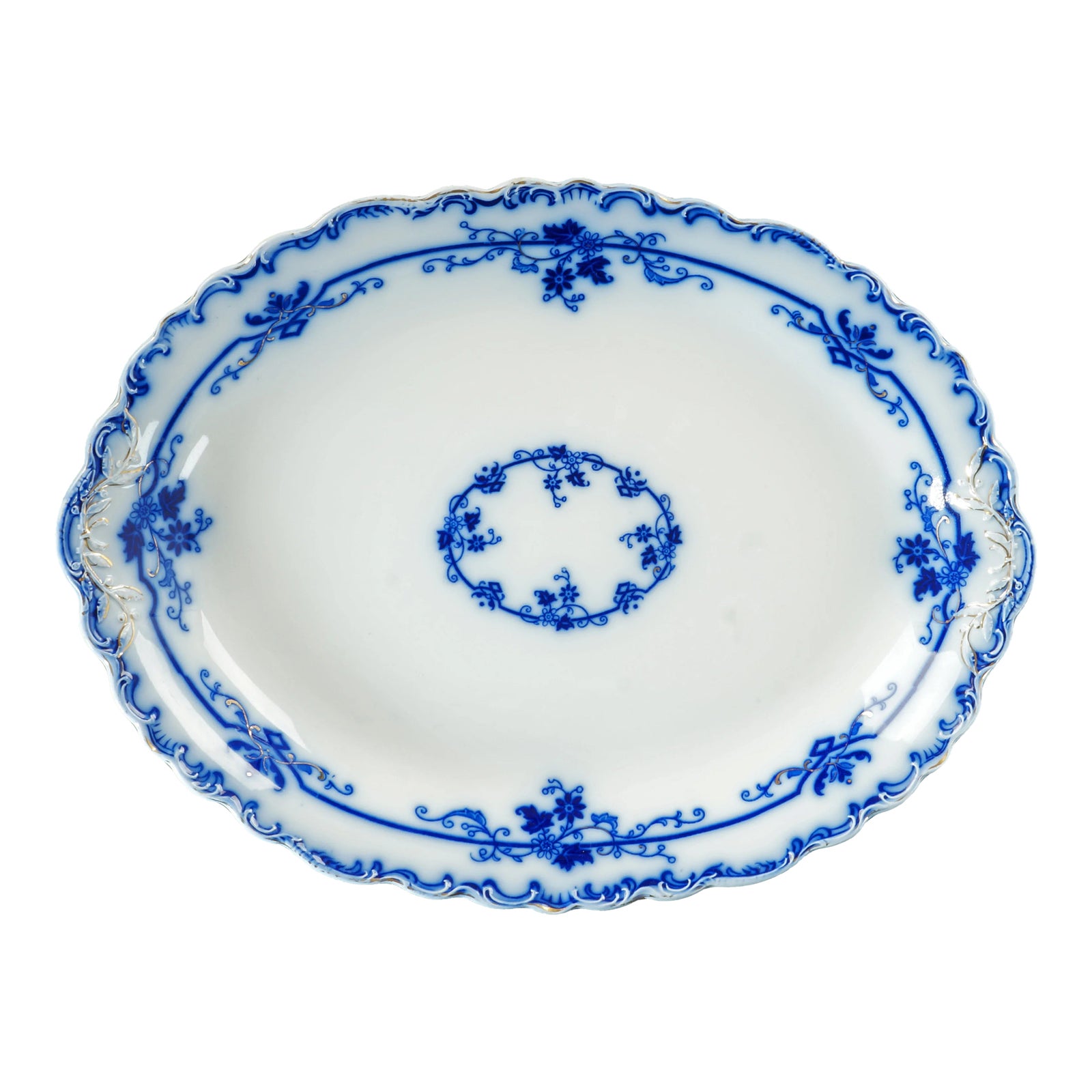 English Flow Blue Serving Platter 16 in Johnson Bros Oxford Pattern C ...