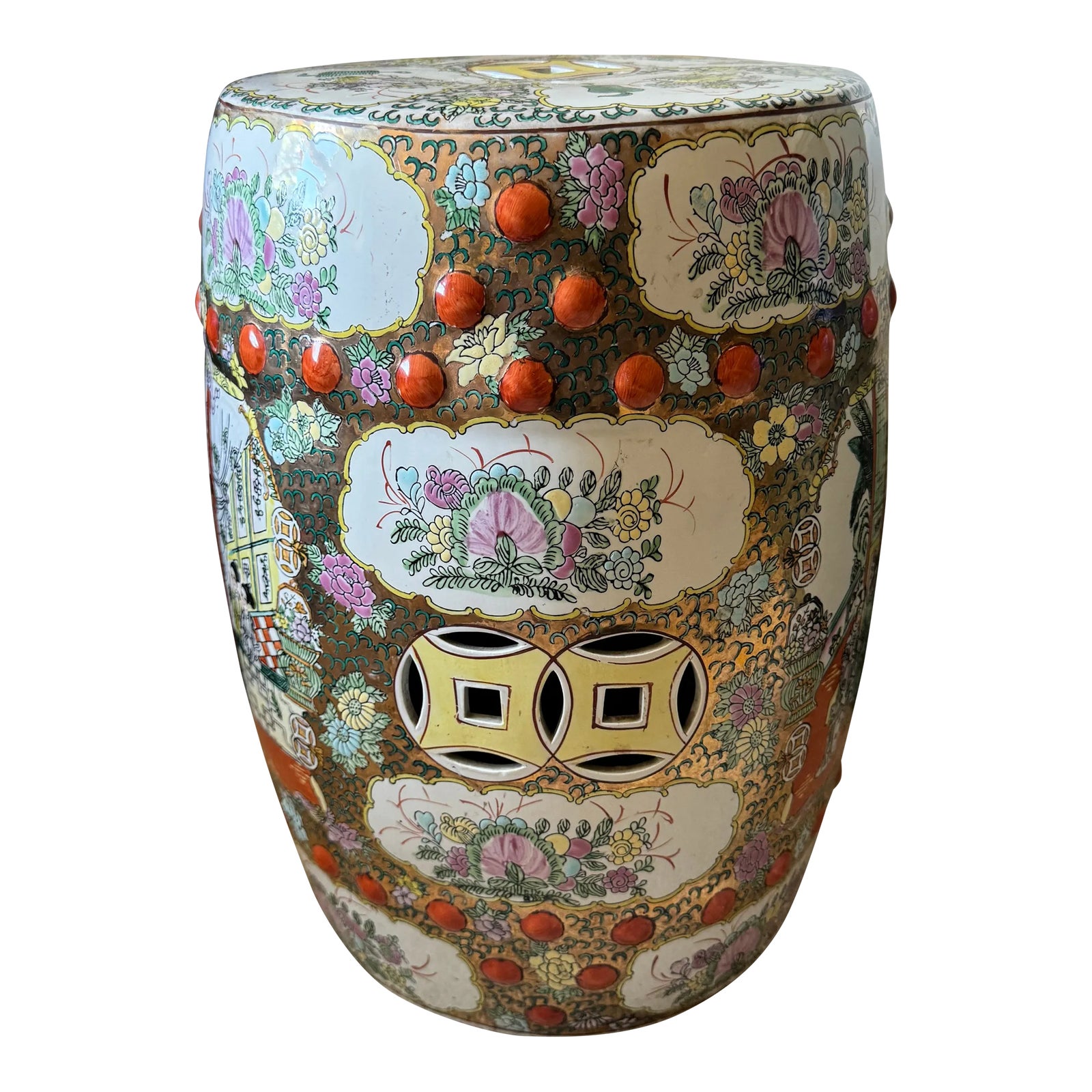 Vintage Rose Medallion Garden Stool | Chairish