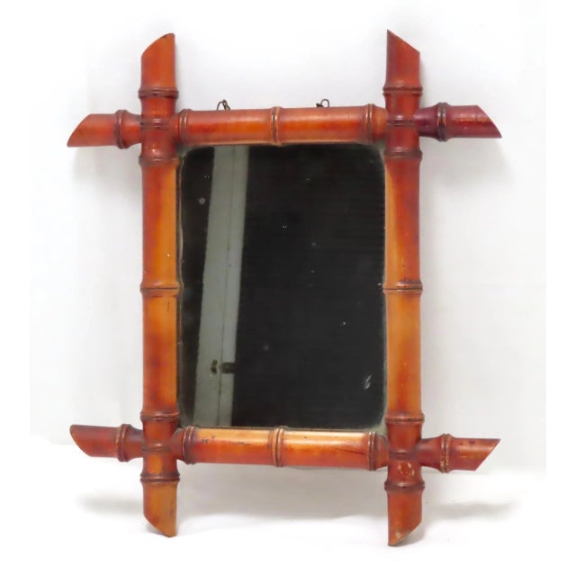 Antique Victorian Bamboo Style Turned Wood Mens Shaving Mirror | Chairish