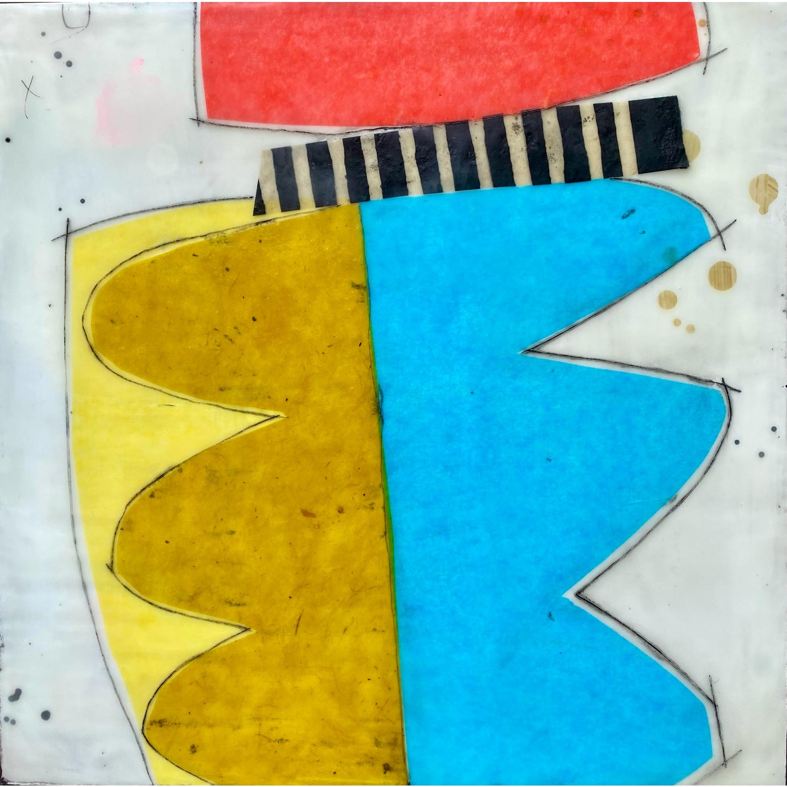 Encaustic Collage Painting by Gina Cochran - "Off the Record" | Chairish