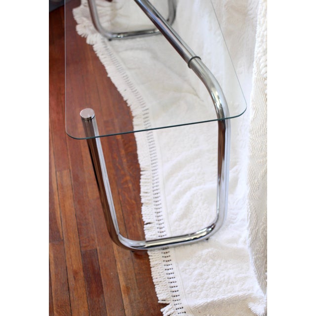1960s Modern Chrome Tube Table With Glass Top | Chairish