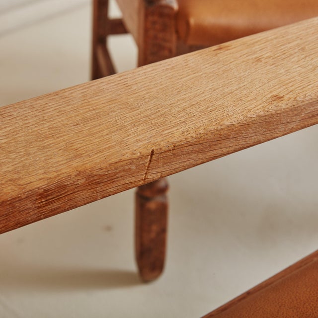 Oak + Camel Leather Razorblade Armchairs Attributed to Henning ...